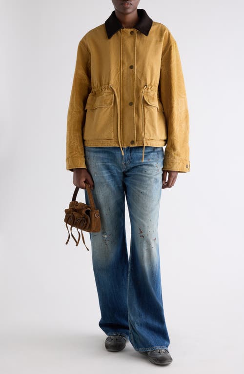 ACNE STUDIOS Canvas Work Jacket with Leather Collar